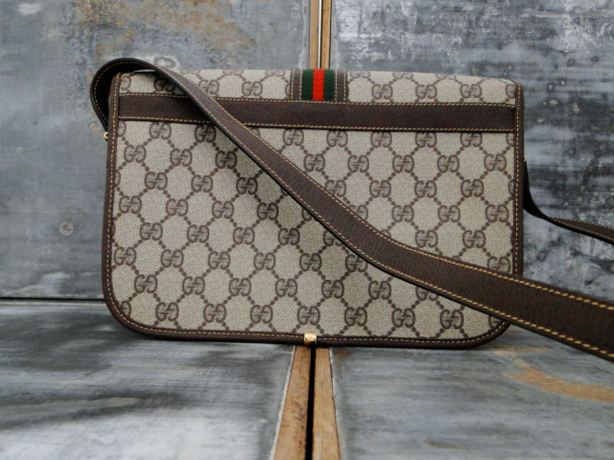 Gucci Vintage Brown GG Monogram Crossbody Bag