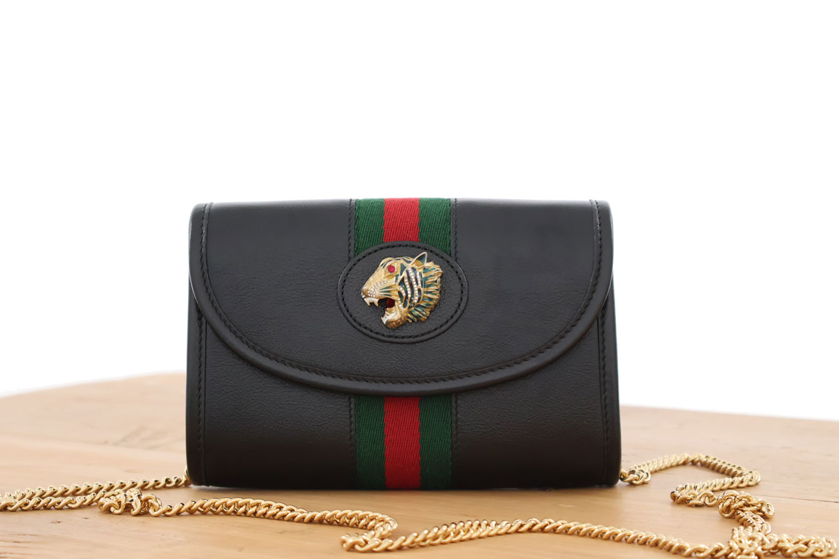 Gucci Rajah Black Slim Flap Bag at Jill's Consignment
