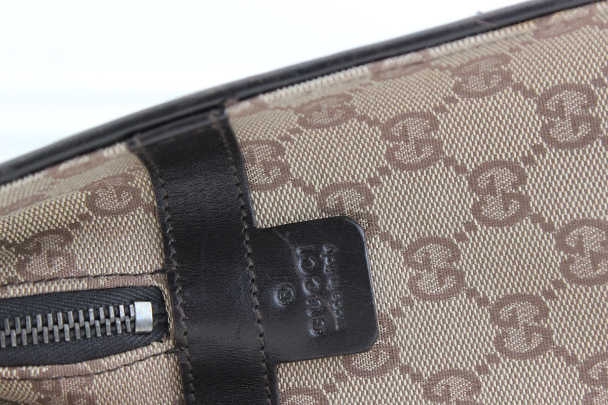 Gucci Vintage Beige Ebony GG Canvas & Leather Large Tote