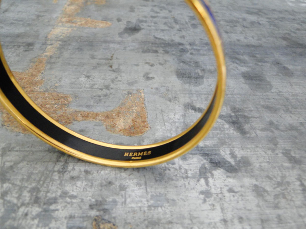 Hermes Blue Enamel Gold Plate COSMOS Bangle